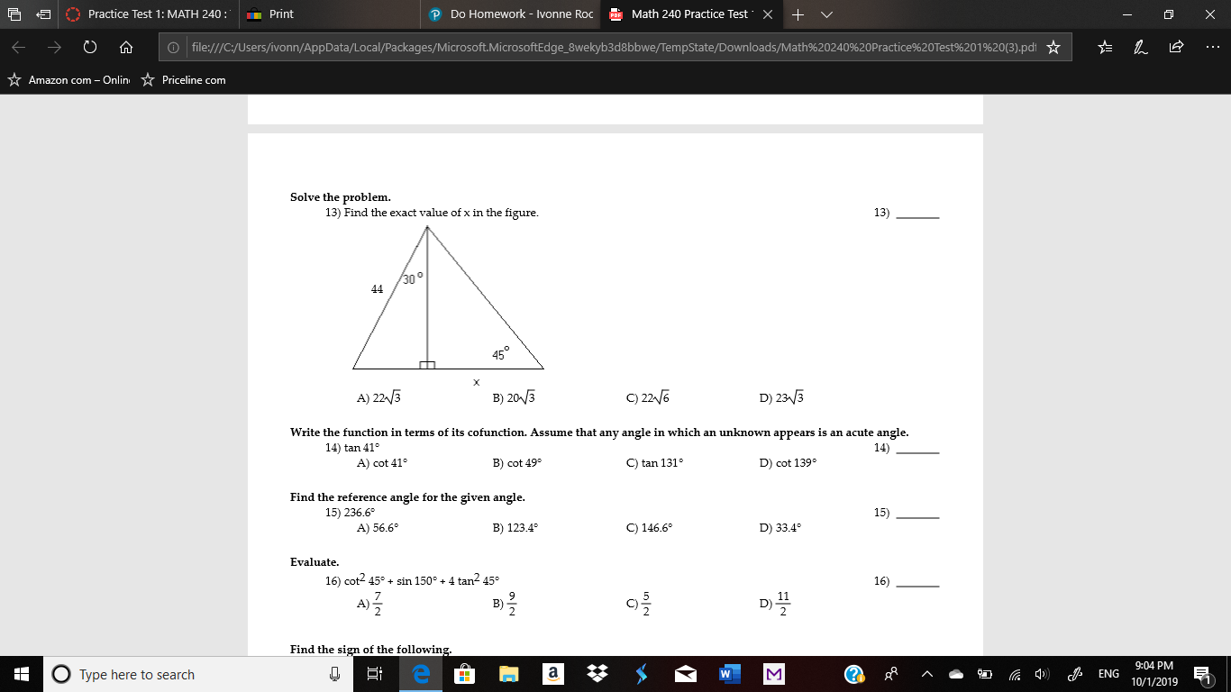 Solved P Do Homework - Ivonne Roc Math 240 Practice Test x | Chegg.com