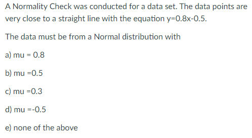 Solved A Normality Check was conducted for a data set. The | Chegg.com