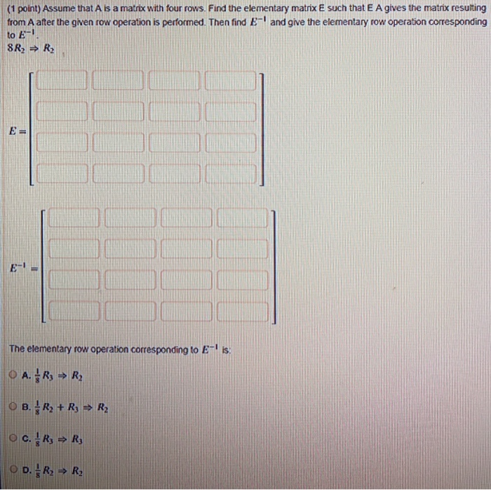Solved (1 point) Assume that A is a matrix with four rows. | Chegg.com