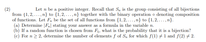 2) Let n be a positive integer. Recall that Sn is the | Chegg.com