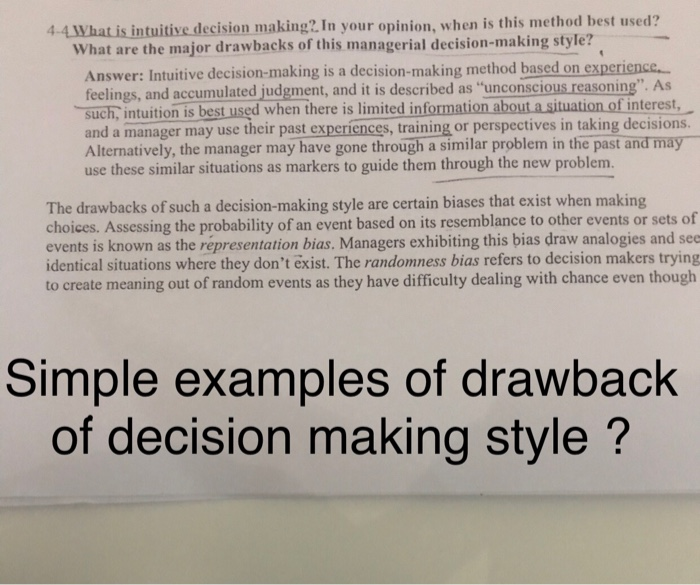 Solved 4-4What is intuitive decision making?.In your | Chegg.com