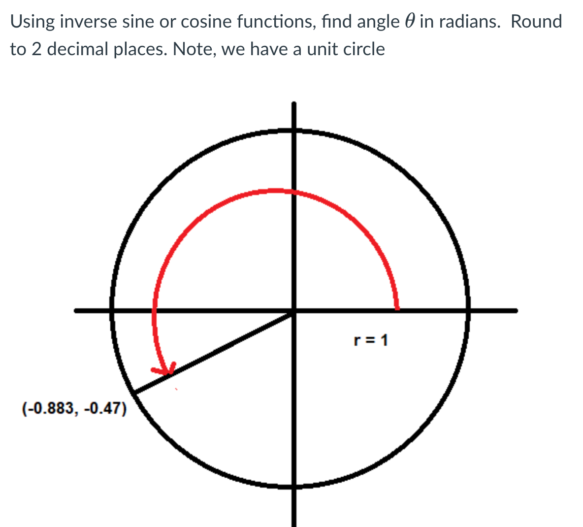 Solved Using inverse sine or cosine functions, find angle θ | Chegg.com