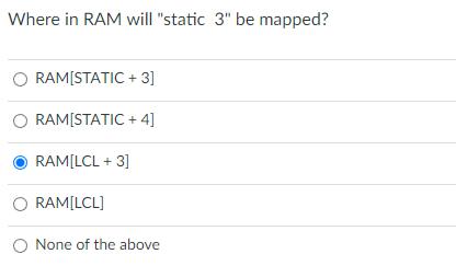 Solved Where in RAM will "static 3 " be mapped? RAM[STATIC + | Chegg.com