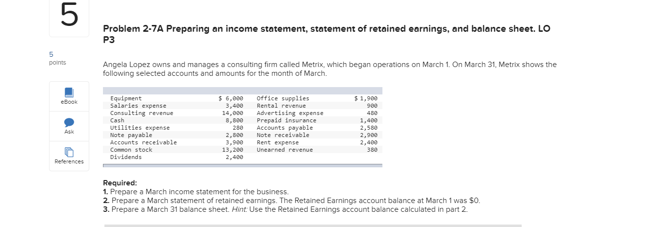 Solved Problem 2-7A Preparing an income statement, statement | Chegg.com