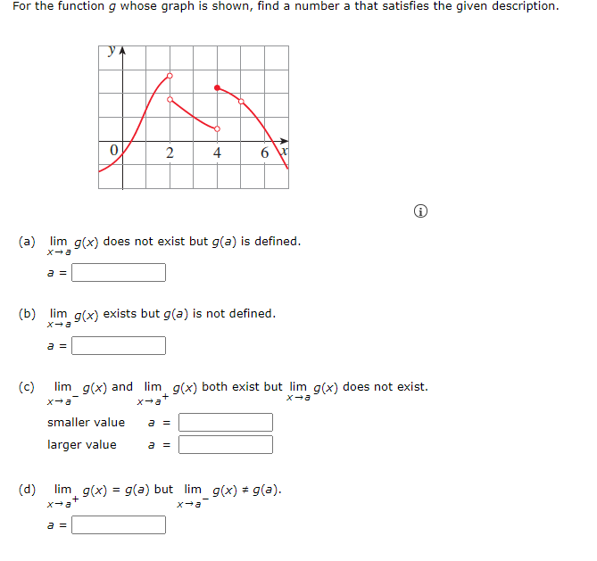 Solved For the function g whose graph is shown, find a | Chegg.com
