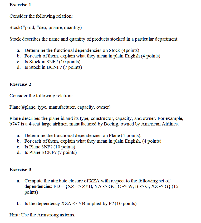 Solved Exercise 1Consider the following | Chegg.com