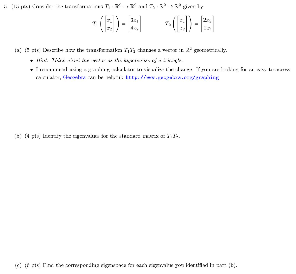 Solved Consider the transformations T1 : R2 → R2 and T2 : R2 | Chegg.com