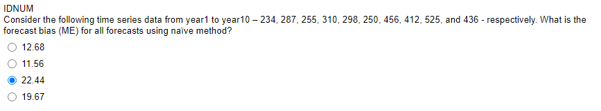 Solved IDNUM For a 5 point MA method, when is the first | Chegg.com