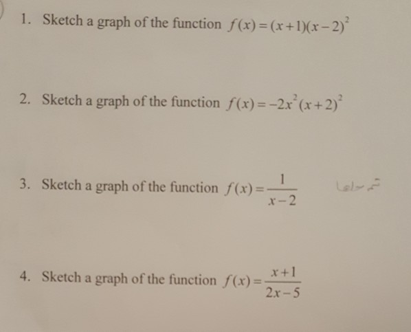 Solved 1. Sketch a graph of the function x) (a+Der-2) 2. | Chegg.com
