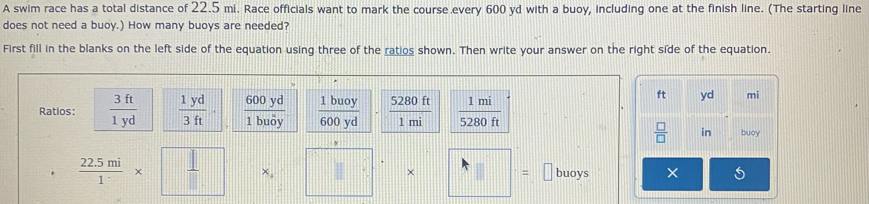Solved A swim race has a total distance of 22.5 ﻿mi . ﻿Race | Chegg.com