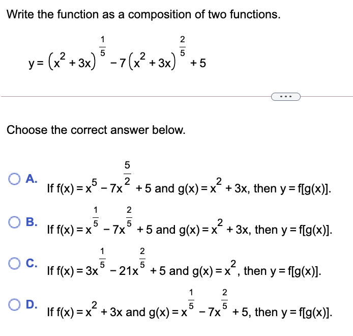 Solved Write the function as a composition of two functions. | Chegg.com