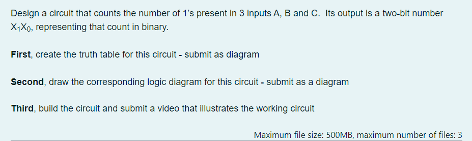 Solved Design a circuit that counts the number of 1's | Chegg.com