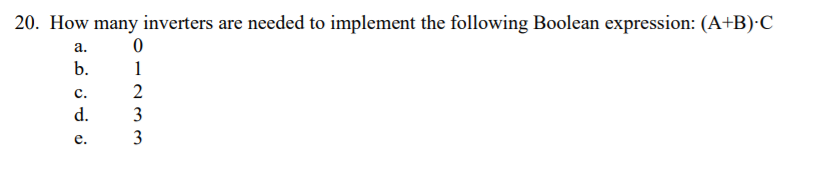 Solved 20. How many inverters are needed to implement the | Chegg.com