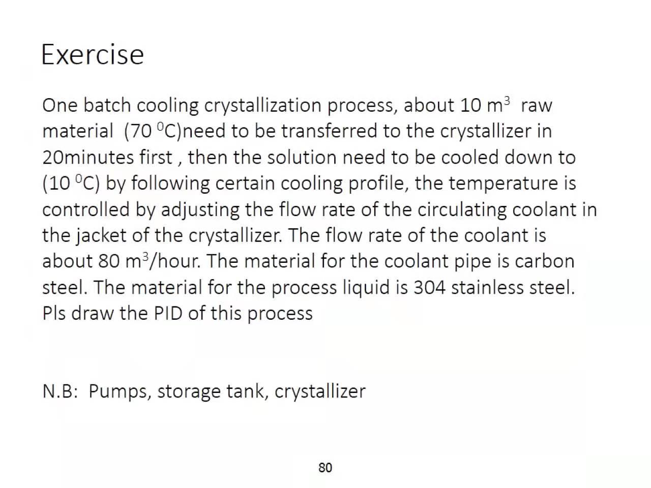 Solved Exercise One batch cooling crystallization process, | Chegg.com