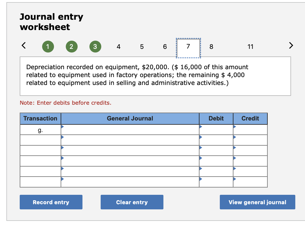 Solved Journal entry worksheet 4 5 6 7 8 11 > Cost for | Chegg.com