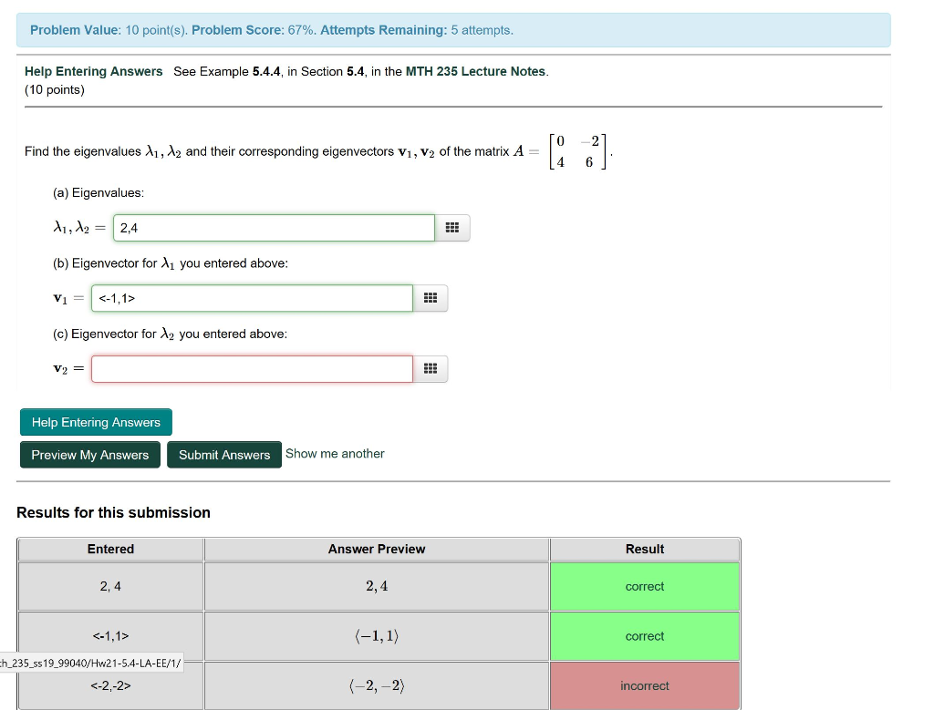 Solved Find The Eigenvalues λ1λ2 And Their Corresponding 