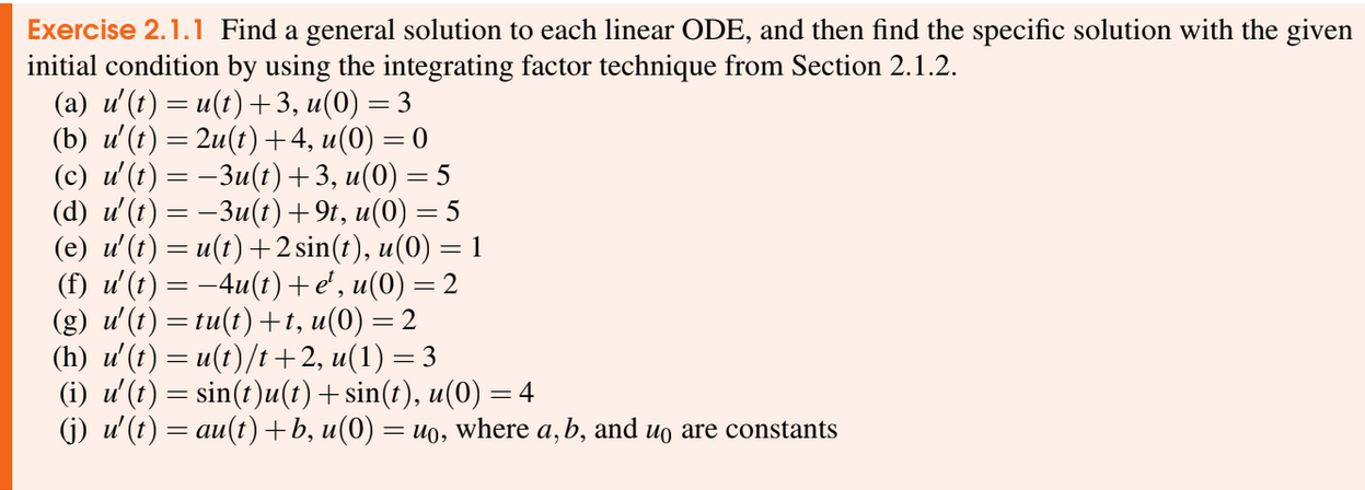 Solved Exercise 2.1.1 Find a general solution to each linear | Chegg.com