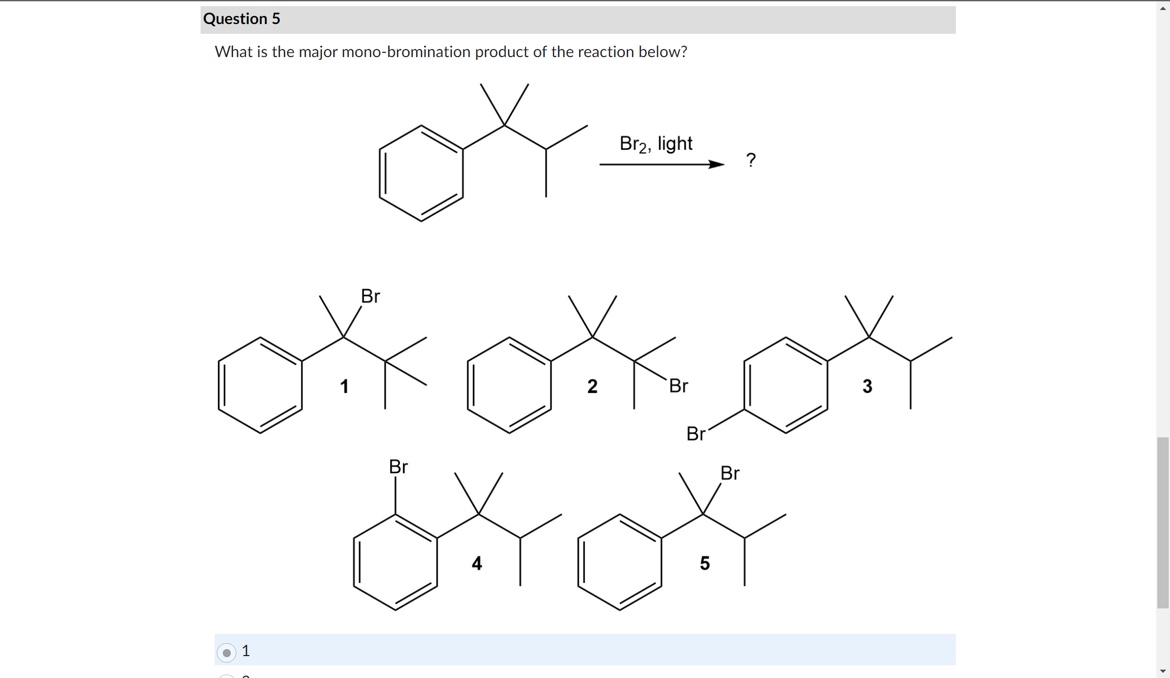Solved What Is The Major Mono Bromination Product Of The