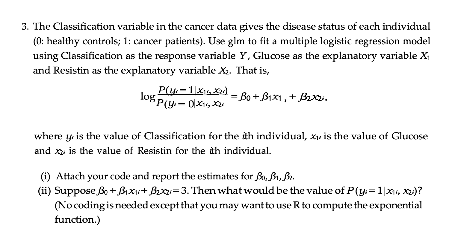 Solved The Classification variable in the cancer data gives | Chegg.com