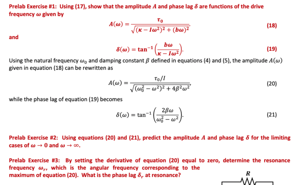 Solved -lwa) Prelab Exercise #1: Using (17), show that the | Chegg.com