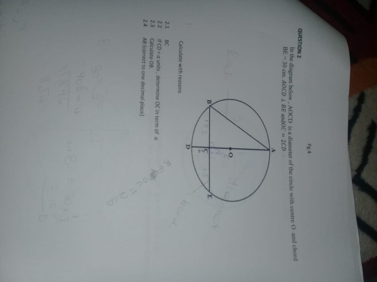 Solved Pg 4 QUESTION 2 In the diagram below. AOCD is a | Chegg.com