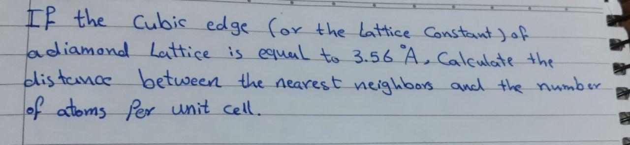 Solved If the Cubic edge for the lattice Constant) of a | Chegg.com