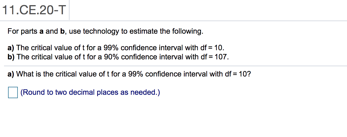 Solved 11.CE.20-T For parts a and b, use technology to | Chegg.com