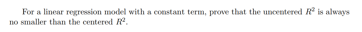 Solved For a linear regression model with a constant term, | Chegg.com