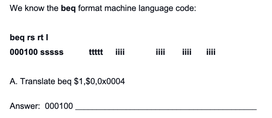 Solved We know the beq format machine language code: beq rs | Chegg.com
