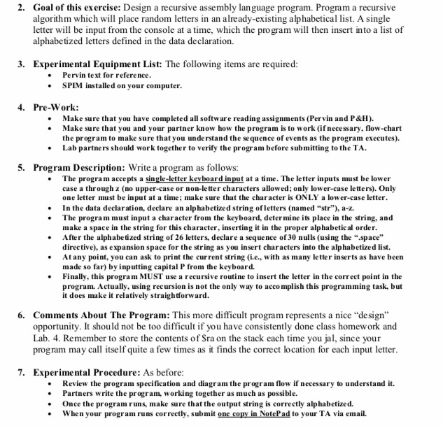 Solved 2. Goal of this exercise: Design a recursive assembly | Chegg.com
