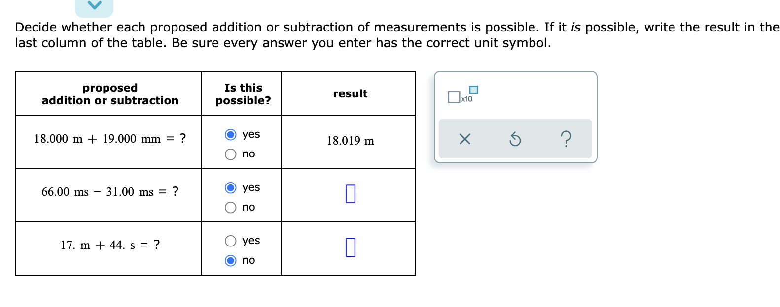 Solved Decide whether each proposed addition or subtraction | Chegg.com