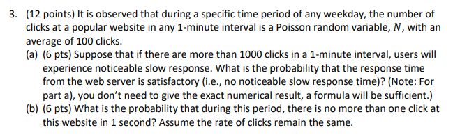 Solved 3. (12 points) It is observed that during a specific | Chegg.com