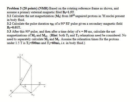 Problem 3 (20 points) (NMR) Based on the rotating | Chegg.com