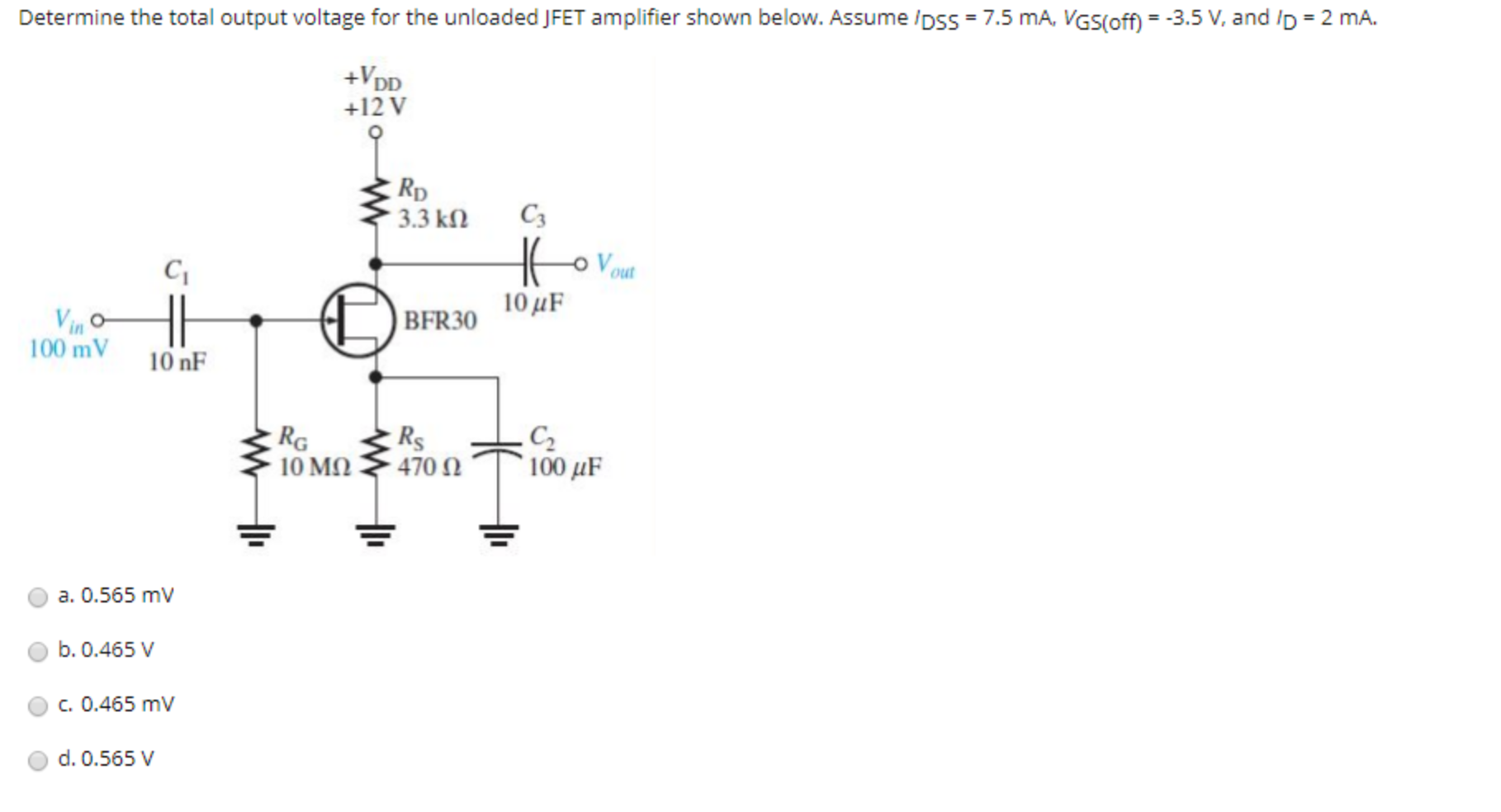 Solved Determine the total output voltage for the unloaded | Chegg.com