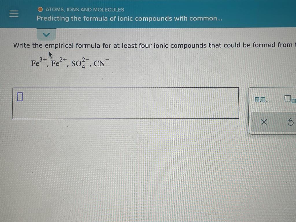 Solved Write the empirical formula for at least four ionic | Chegg.com