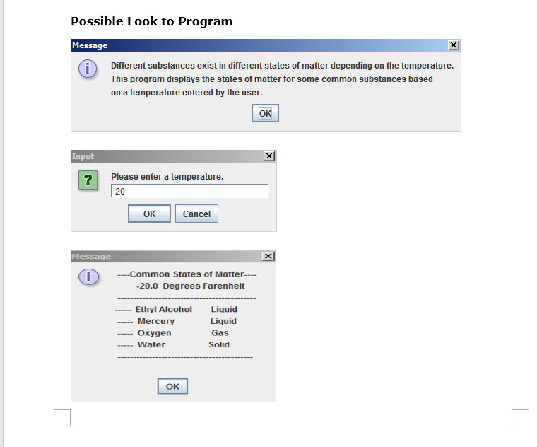 Solved JoptionPane question I need the JOptionPane code for | Chegg.com