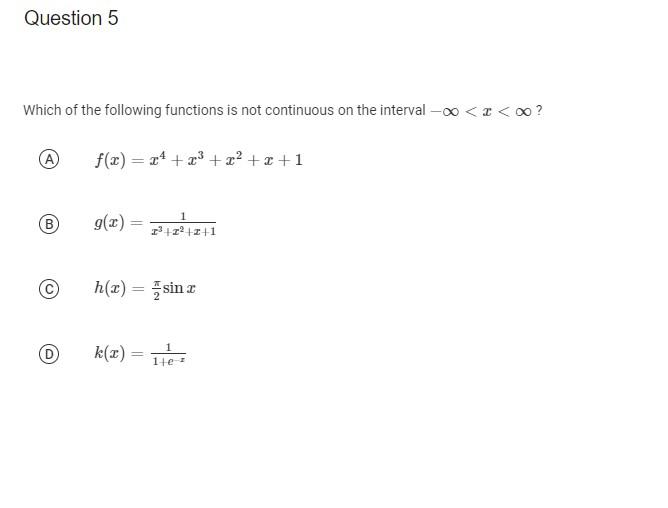 Solved Which of the following functions is not continuous on | Chegg.com