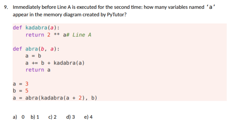 Solved 9 Immediately Before Line A Is Executed For The Chegg
