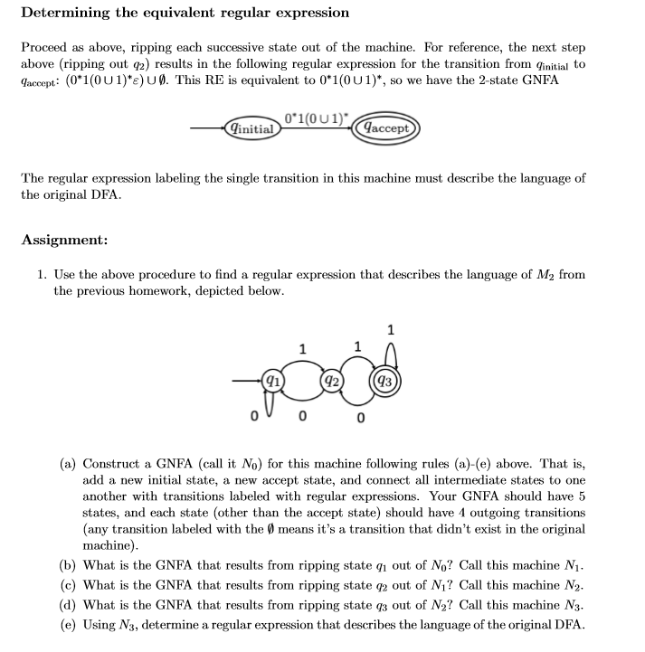 Background on GNFAs: A GNFA (generalized NFA) is an | Chegg.com