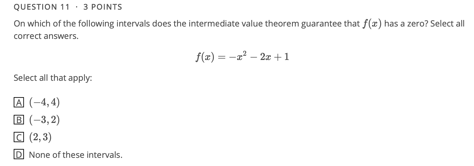 Solved QUESTION 11 3 POINTS On which of the following | Chegg.com