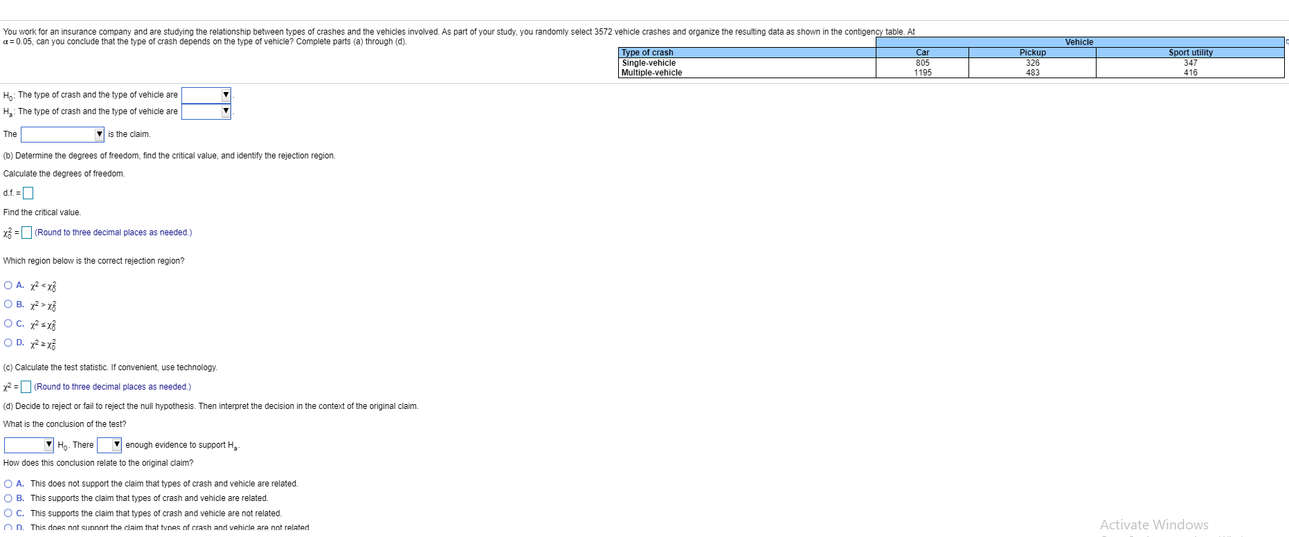 Solved Vehicle You work for an insurance company and are | Chegg.com