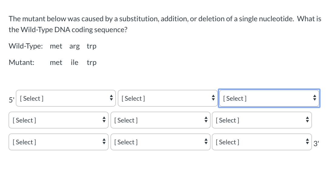 Solved The mutant below was caused by a substitution, | Chegg.com