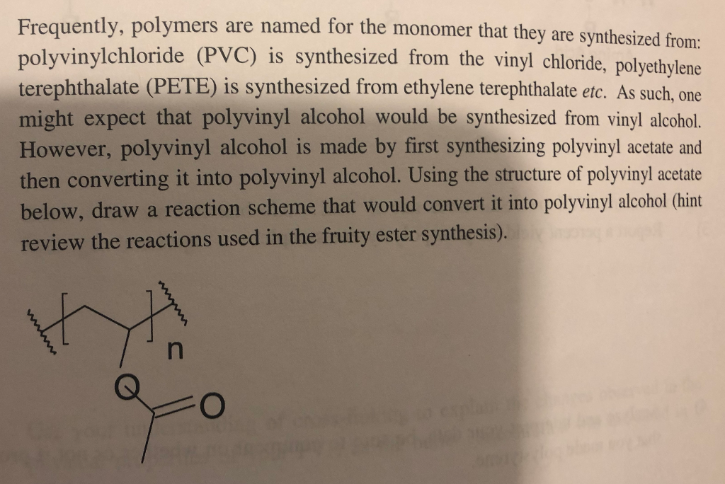Solved Draw the chemical structure of the monomer that was | Chegg.com