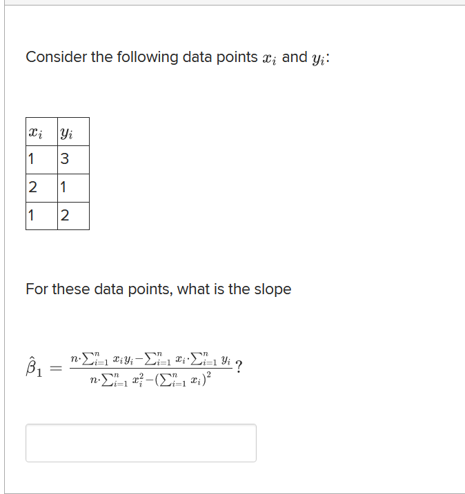 Solved Consider The Following Data Points Xi and Yi for