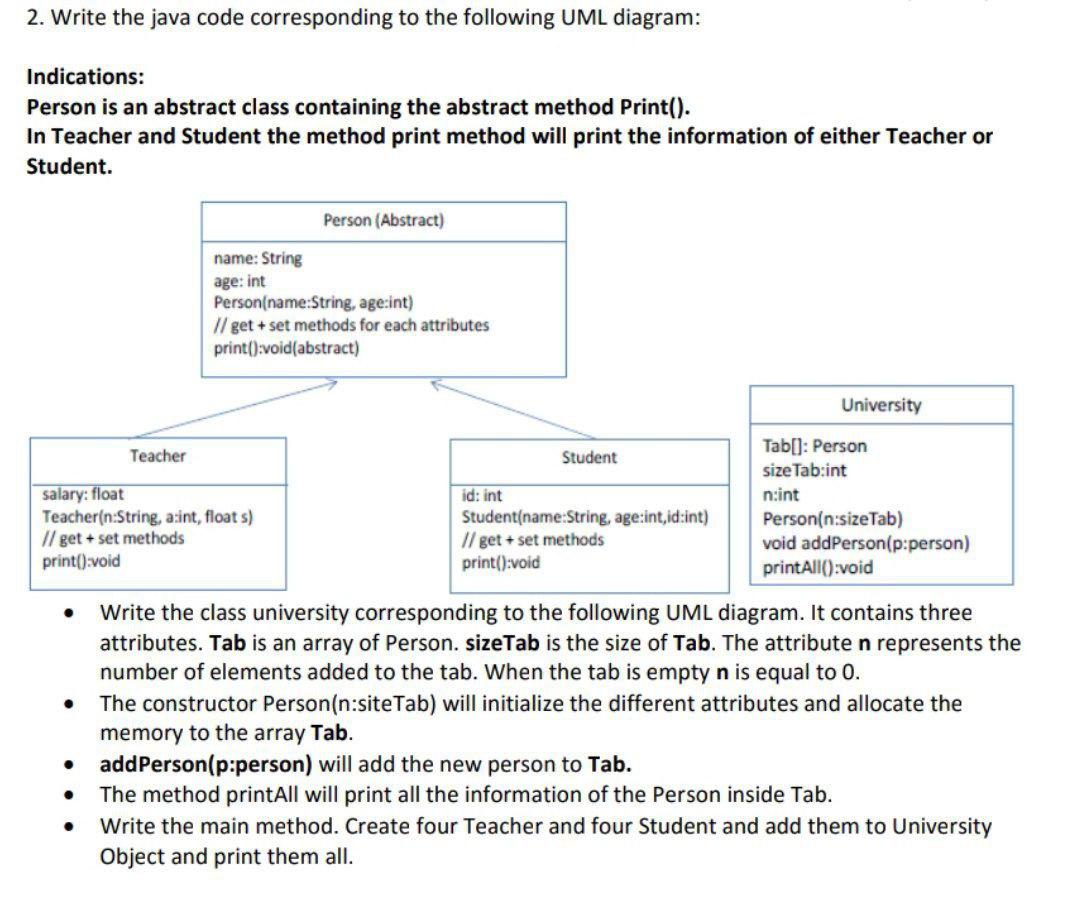 Solved 2. Write the java code corresponding to the following | Chegg.com