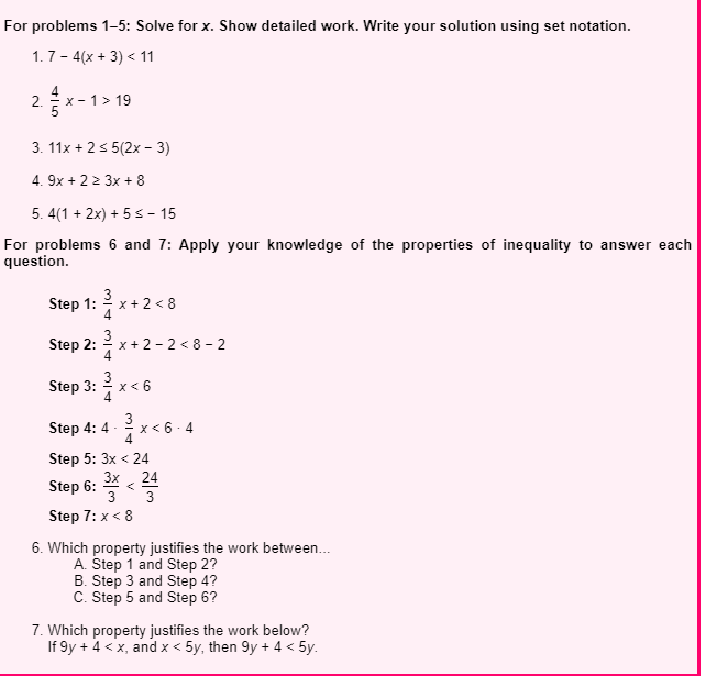 Solved For problems 1-5: Solve for x. Show detailed work. | Chegg.com