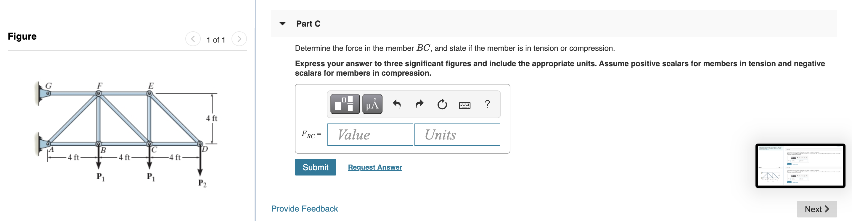 Solved Review Determine the force in members BC, CF, and FE. | Chegg.com