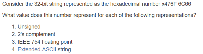 Solved Consider the 32-bit string represented as the | Chegg.com