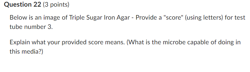Solved Below is an image of Triple Sugar Iron Agar - Provide | Chegg.com