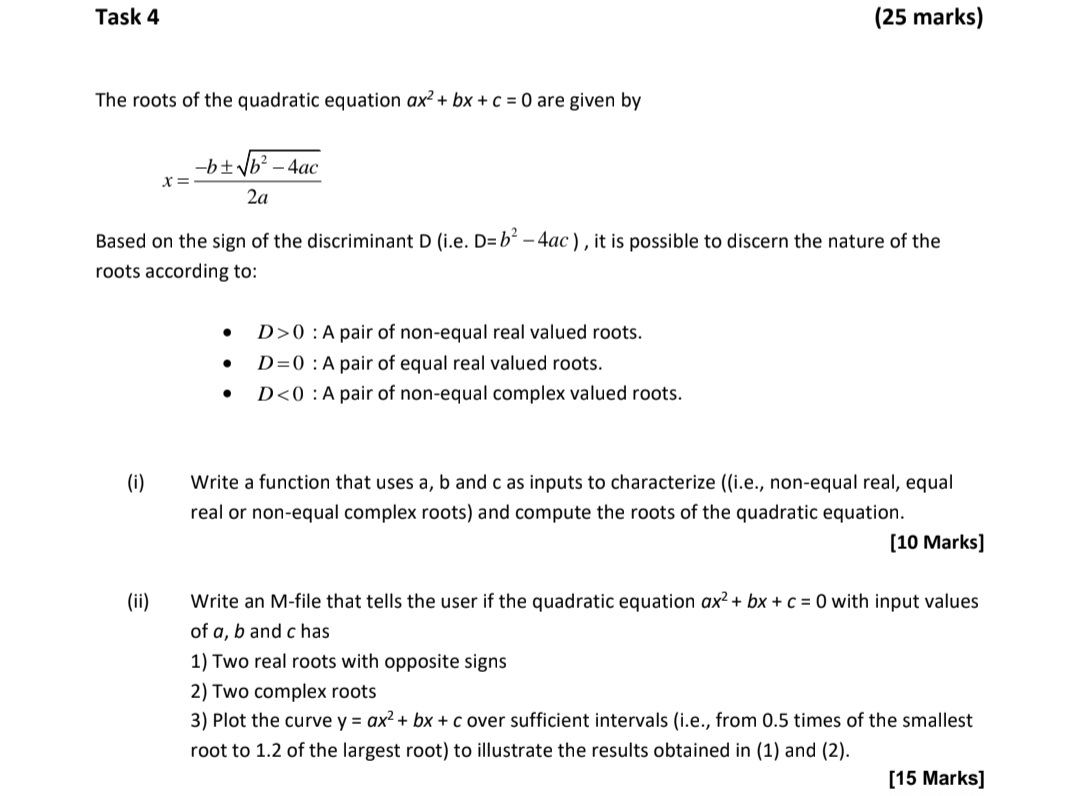 Solved The roots of the quadratic equation ax2+bx+c=0 are | Chegg.com